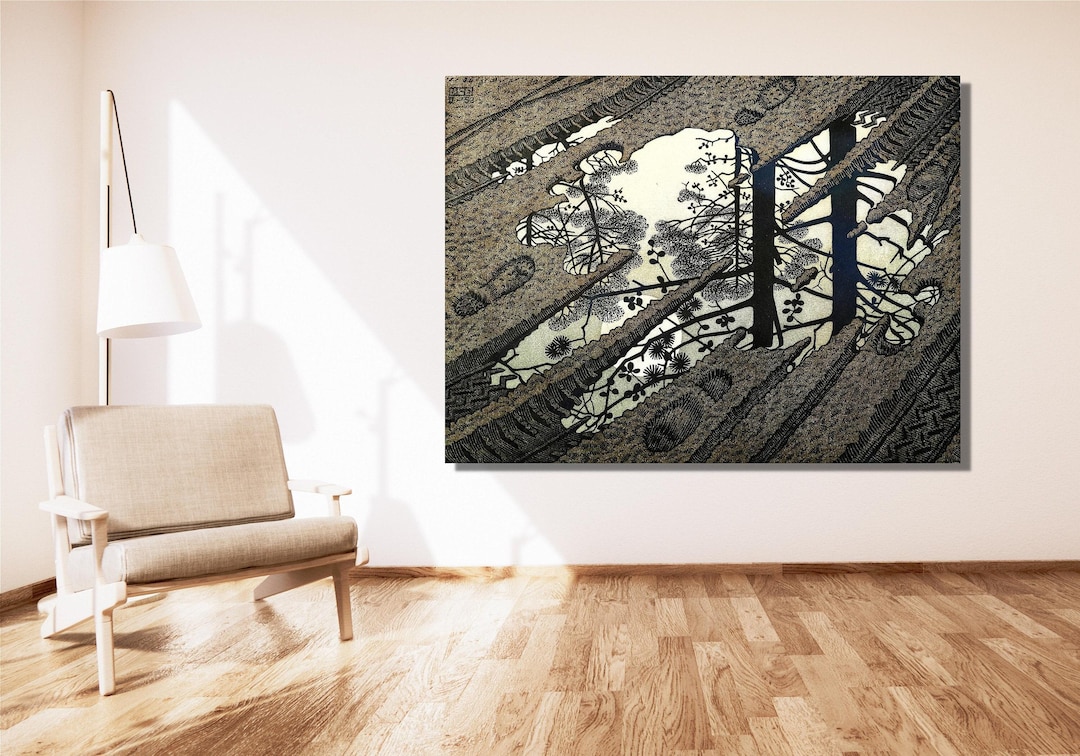 M.C. Escher Puddle Poster Print,maurits Cornelis Escher Canvas Wall Art ...