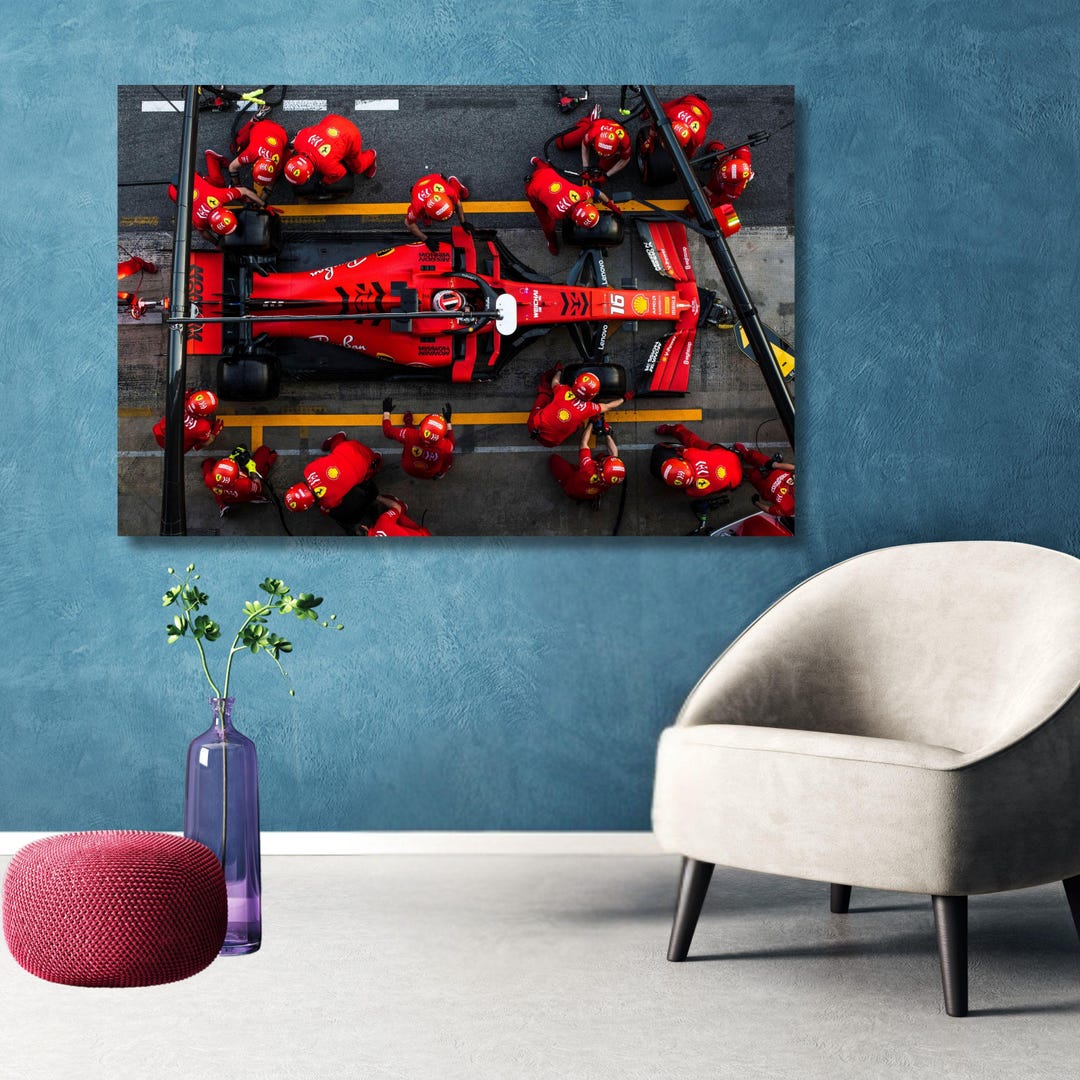 Formula Ferrari F1 Pit Stop Motivational Canvas Wall Art | Poster Print ...