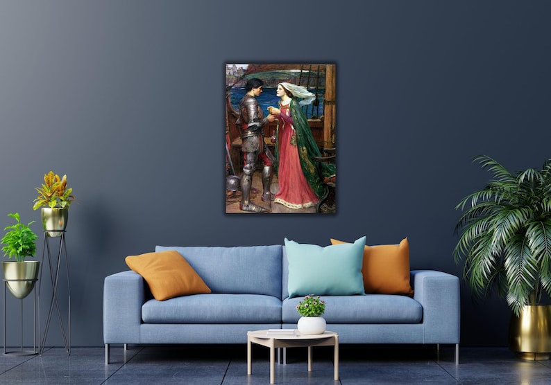 John William Waterhouse Poster Art Canvas,tristan and Isolde With the ...