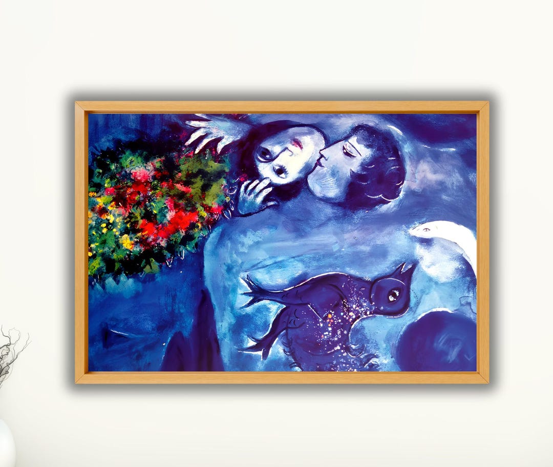 Marc Chagall Blue Lovers Canvas Wall Art,modern Exhibition Poster ...