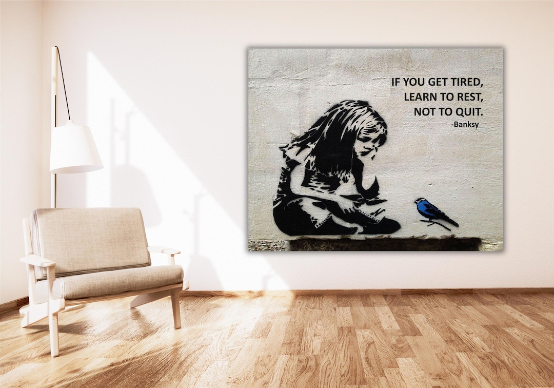 Banksy Girl With Bird Graffiti Canvas Print Art,banksy Motivational ...