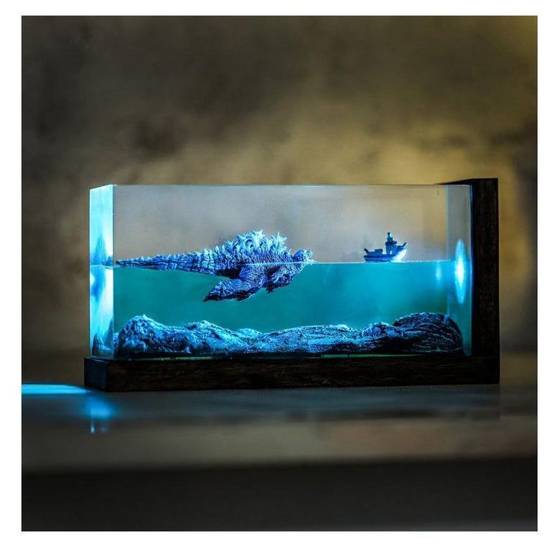 Swimming G.ODZ.ILLA Monster Night Light Atomic Breath Resin Lamp God ...