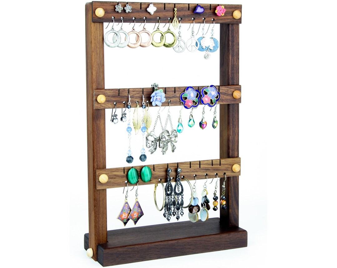 Black Walnut Wooden Earring Holder Stand | Earring Display Stand ...