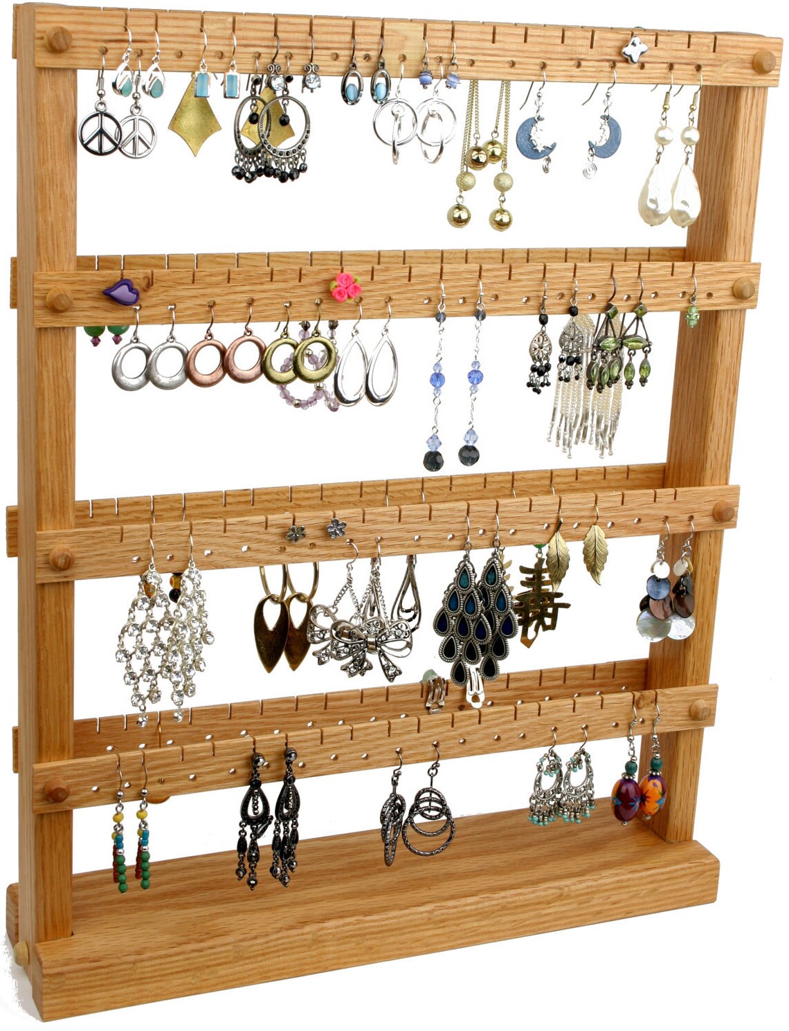 Earring Holder Stand Jewelry Stand Oak Wood Double-sided. - Etsy