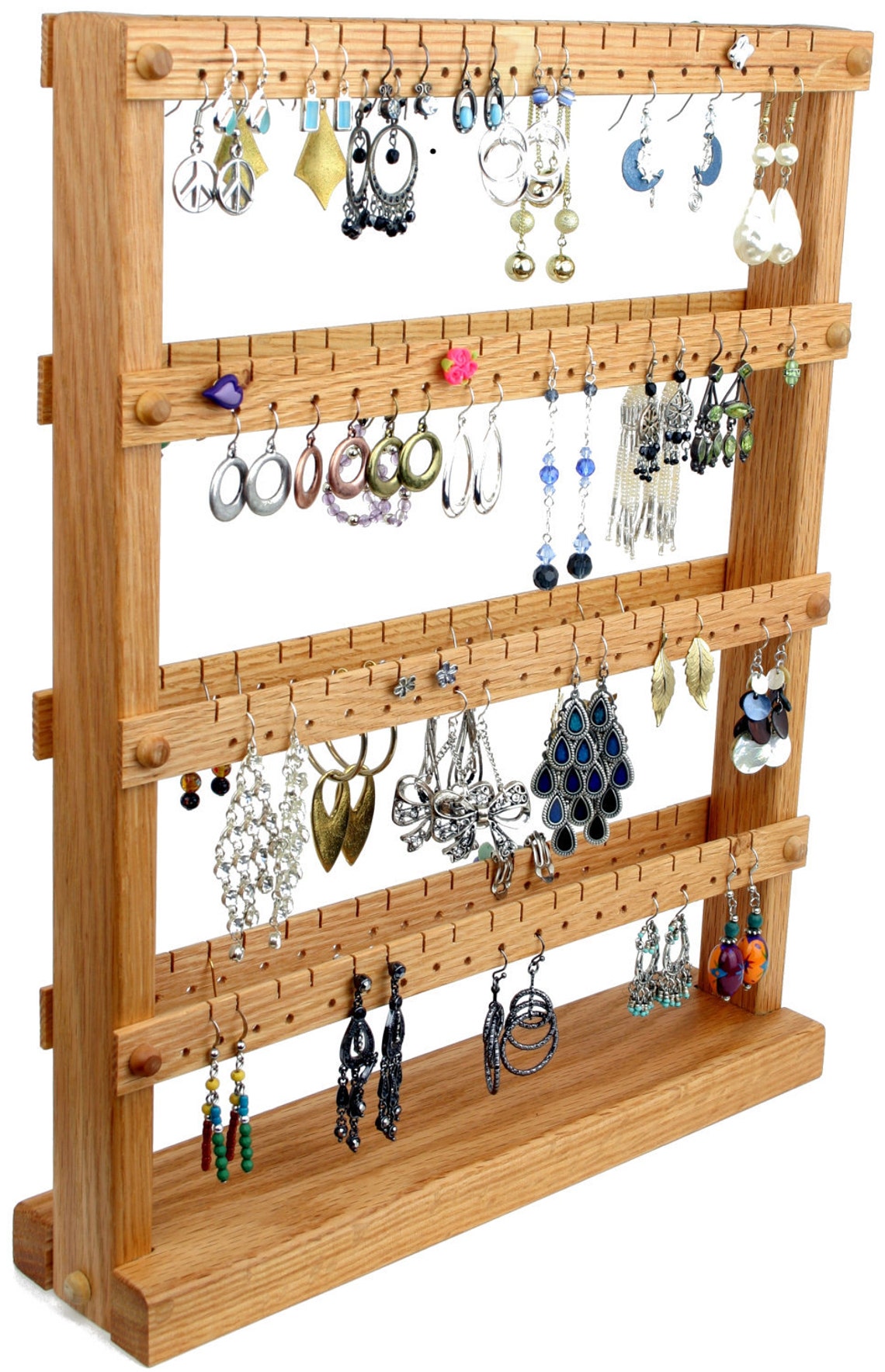 Earring Holder Stand Jewelry Stand Oak Wood Double-sided. - Etsy