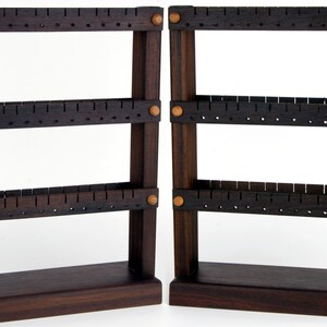 Double-sided Earring Organizer Stand - Jewelry Holder, Peruvian Walnut ...