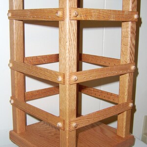Rotating Earring Holder Stand, Oak, Wooden, Jewelry Display, 4 Sided ...