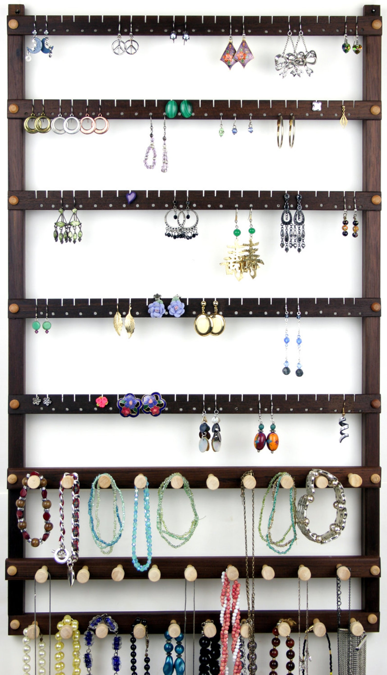 Extra-large Wooden Peruvian Walnut Jewelry Display. Holds - Etsy