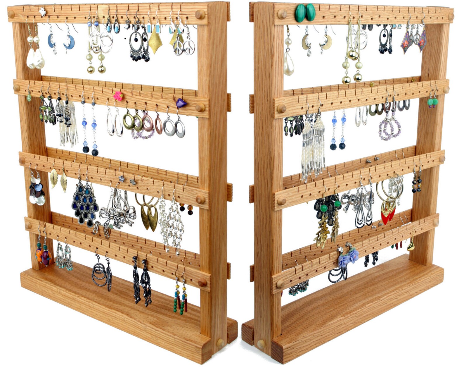 Earring Holder Stand Jewelry Stand Oak Wood Double-sided. - Etsy