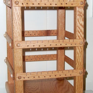 Rotating Earring Holder Stand, Oak, Wooden, Jewelry Display, 4 Sided ...