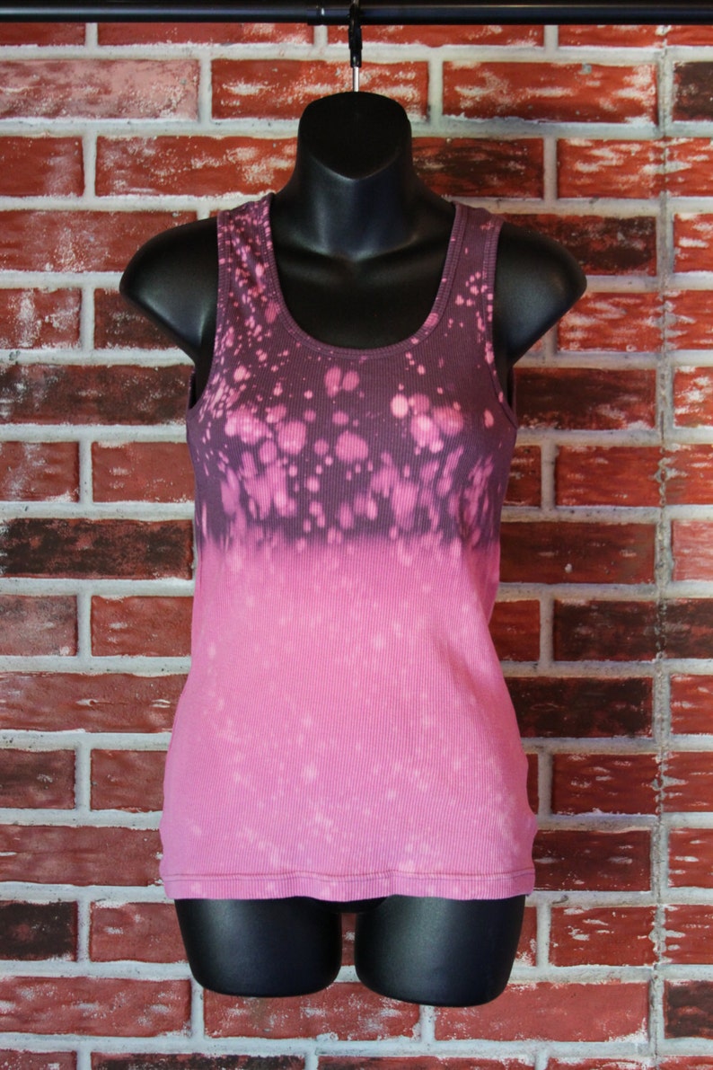 Purple and Pink Bleach Dyed Junior's Cut Ribbed Tank Beater Size XL - Etsy