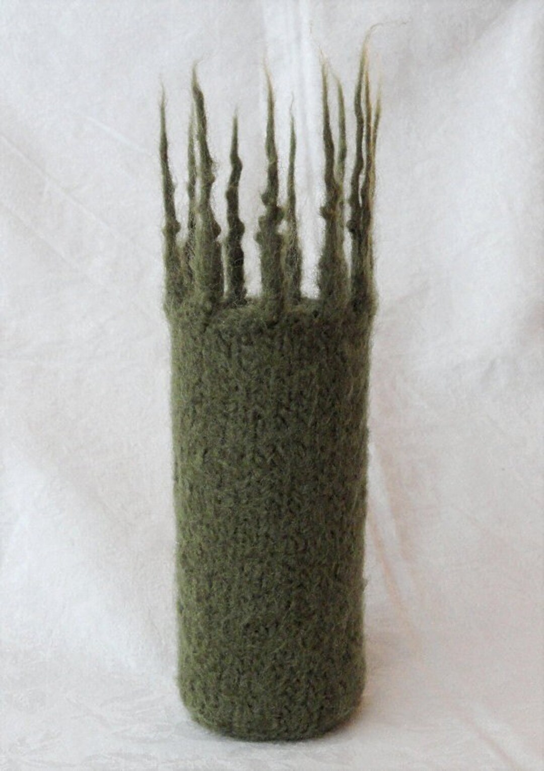 Handknit Felted Wool Moss Green Vase - Etsy