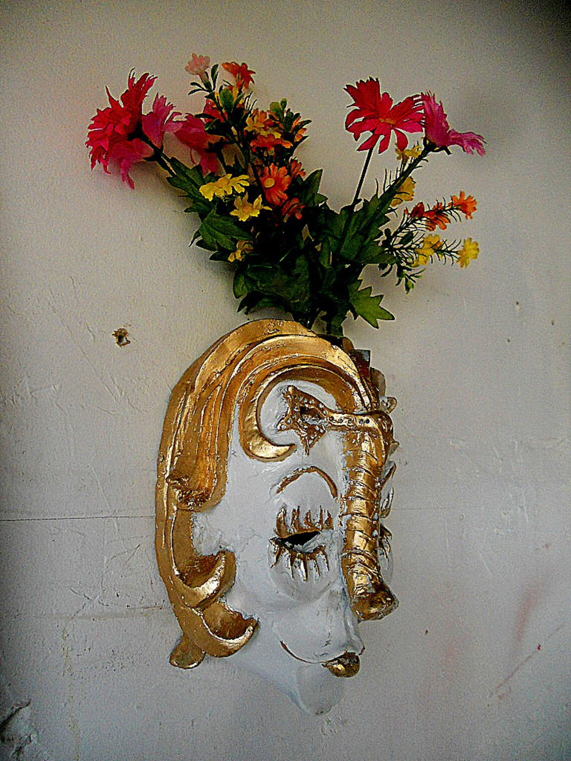 Abstract Mask Flowerpot Functional Decorative Contemporary 3d Wall ...