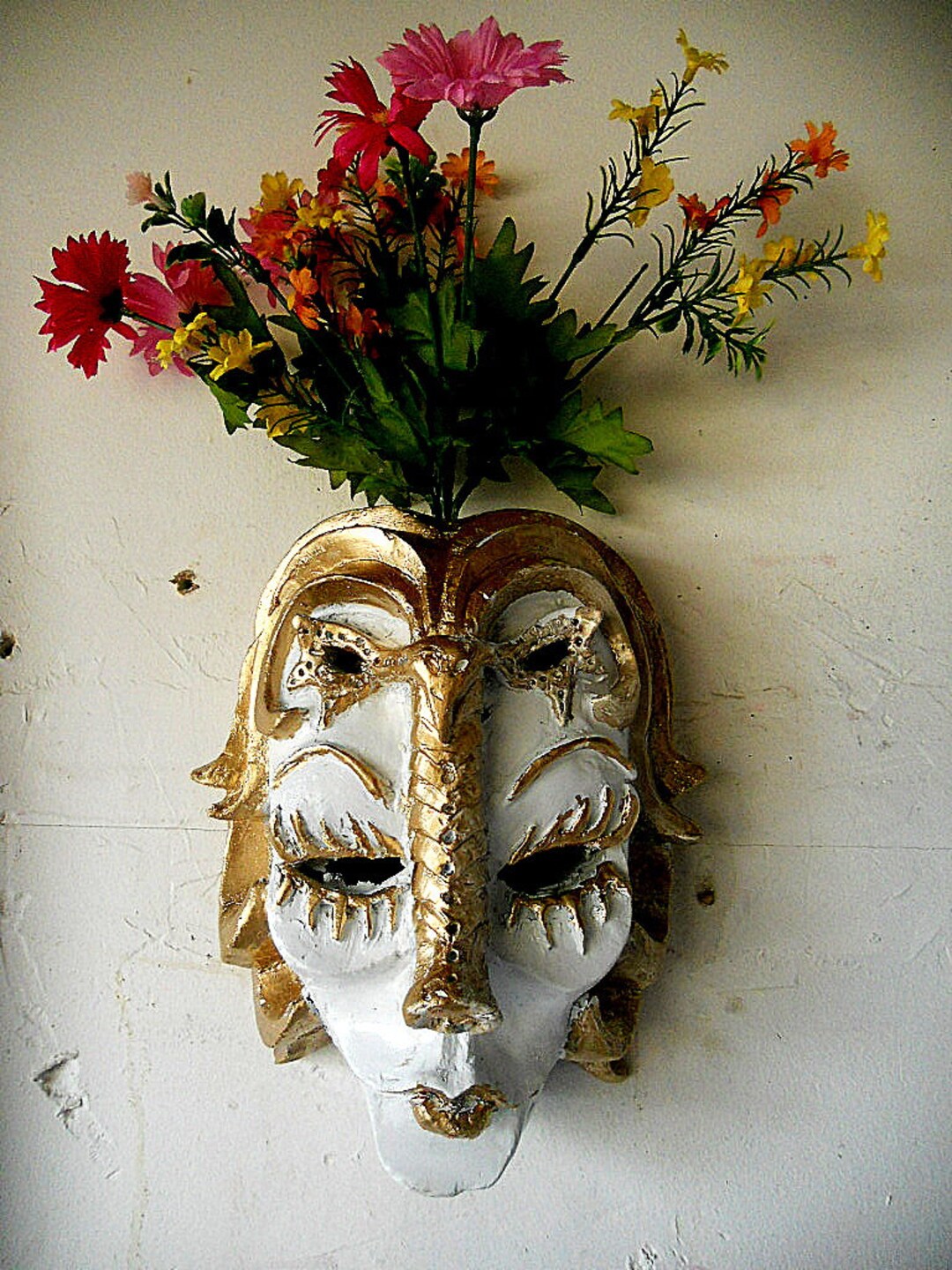 Abstract Mask Flowerpot Functional Decorative Contemporary 3d Wall ...