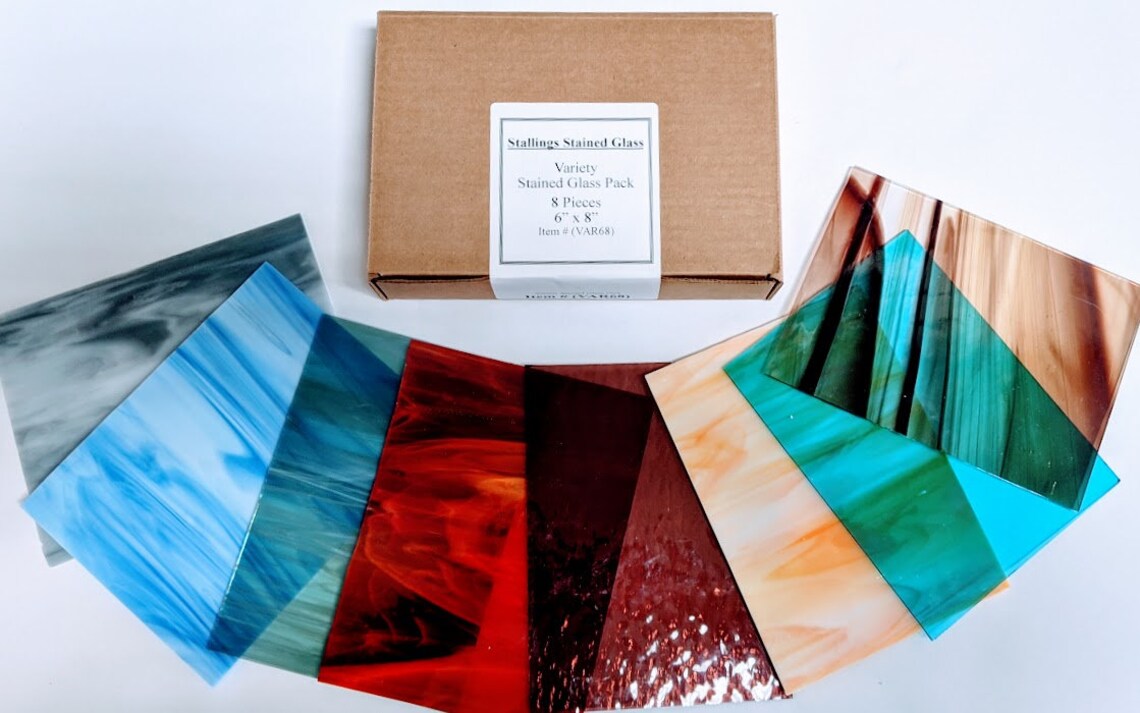 Stained Glass Supplies! 6" X 8" Variety Stained Glass Pack by Stallings ...