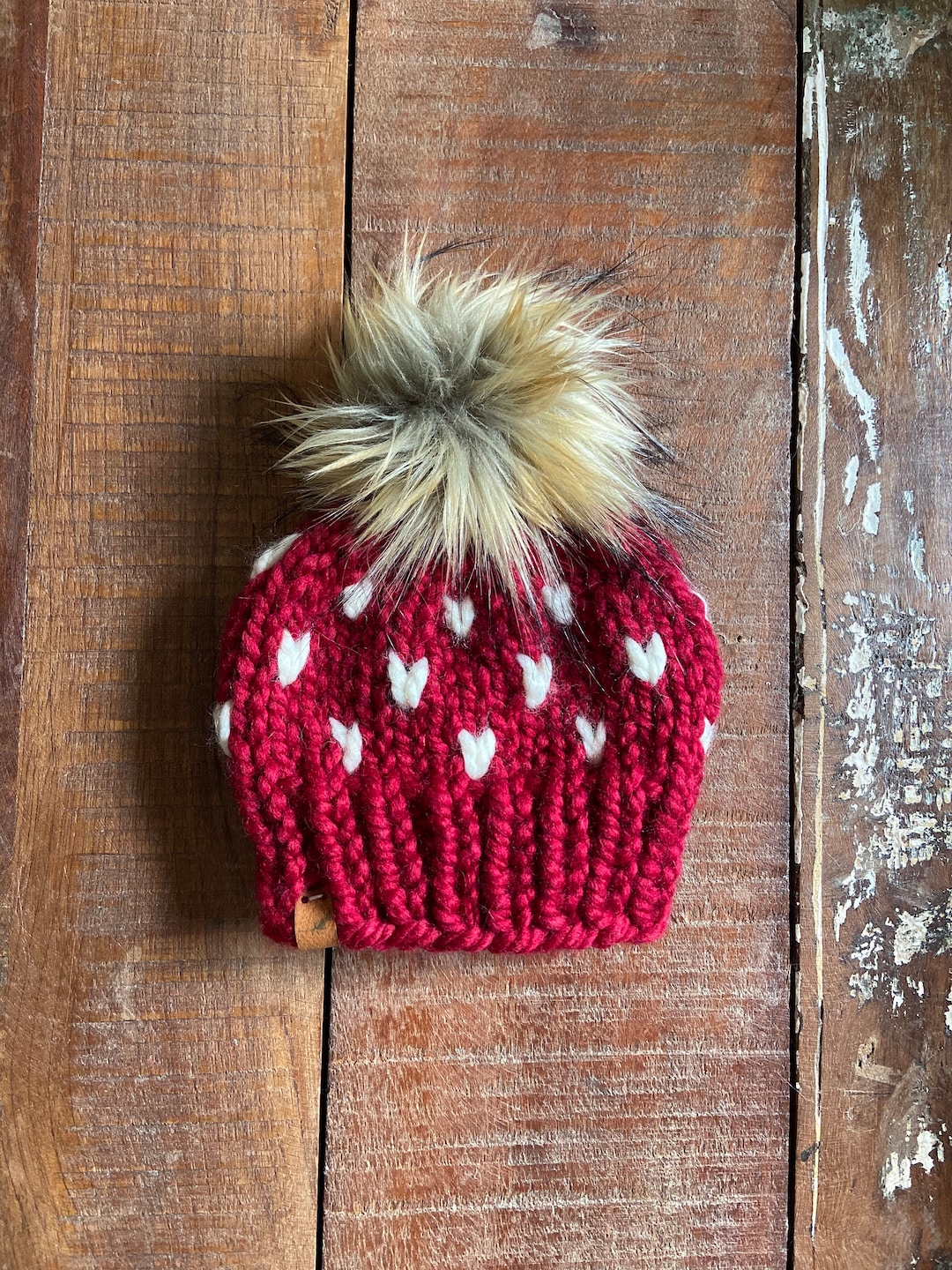 Knitted Hearts Baby Hat With Tiny Hearts Baby Beanie With Knit Hearts ...