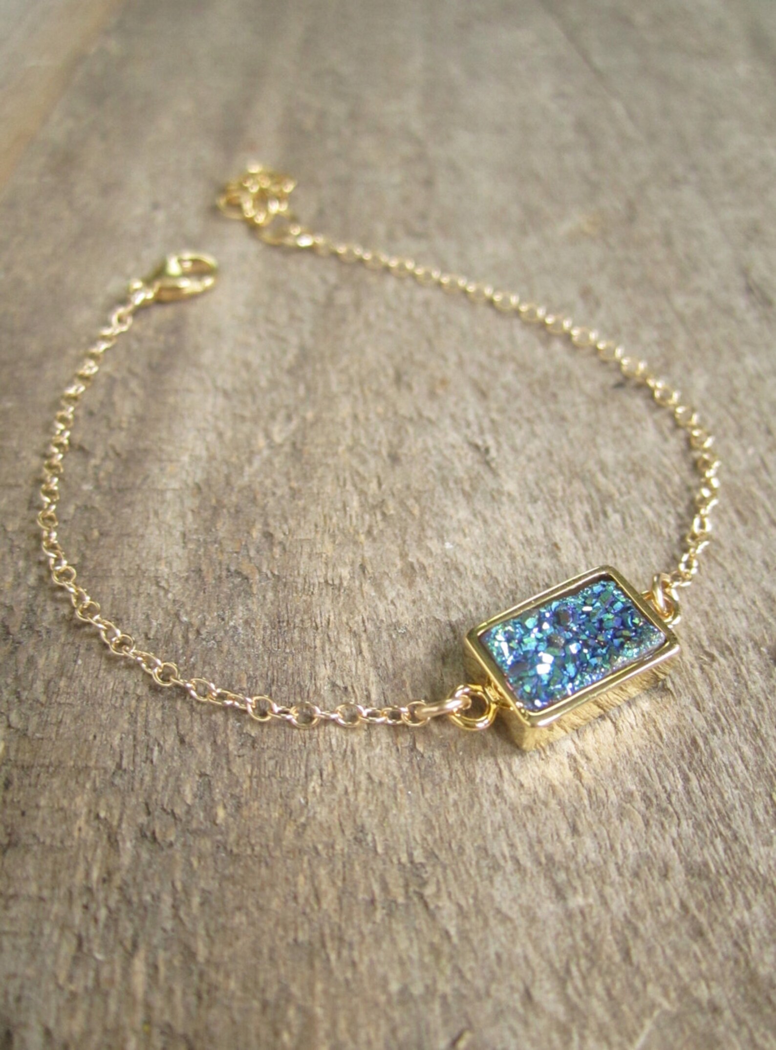 Druzy Bracelet Gold Bracelet Gemstone Bracelet Delicate - Etsy