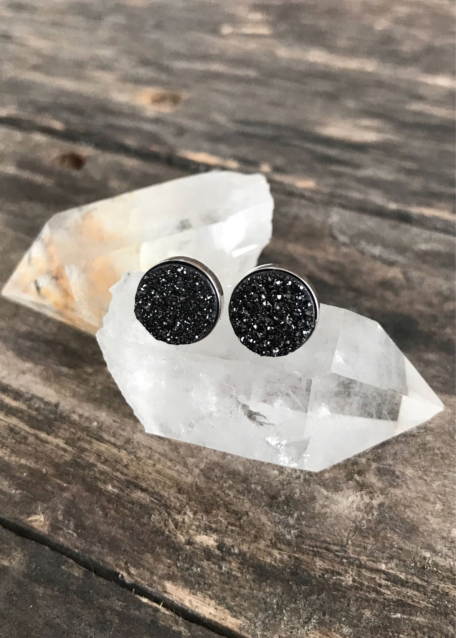 Druzy Earrings Druzy Studs Black Druzy Stud Earrings | Etsy Druzy Earrings Druzy Studs Black Druzy Stud Earrings | Etsy