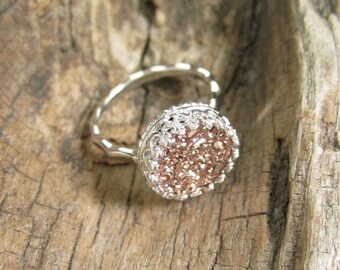 Druzy Quartz Ring - Etsy