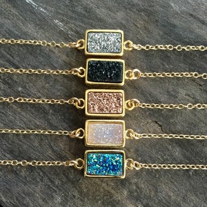 Druzy Bracelet, Gold Bracelet, Gemstone Bracelet, Delicate Bracelet ...
