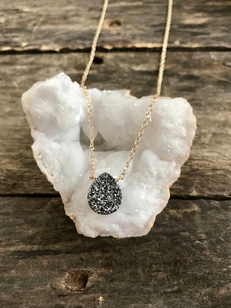 Silver Druzy Necklace Druzy Quartz Necklace Drusy Necklace - Etsy