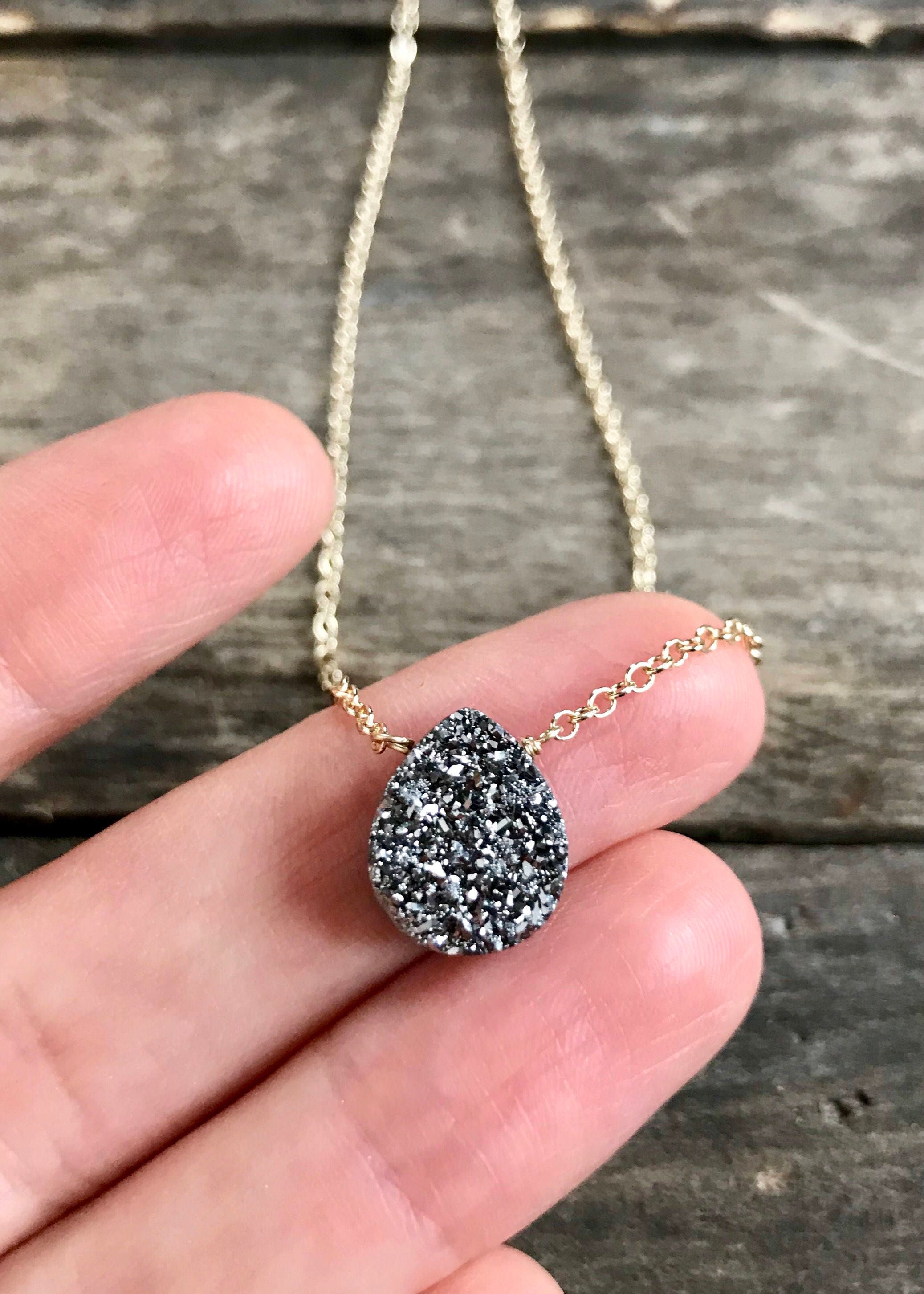 Silver Druzy Necklace Druzy Quartz Necklace Drusy Necklace - Etsy UK
