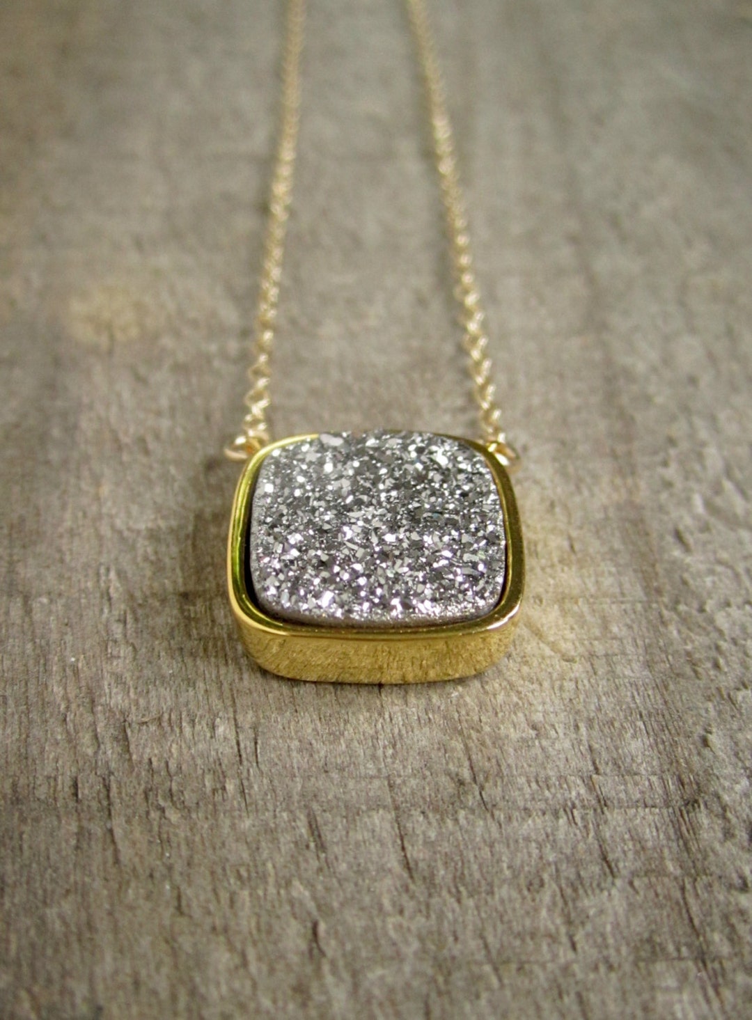 Silver Druzy Necklace Drusy Necklace Druzy Quartz Jewelry - Etsy