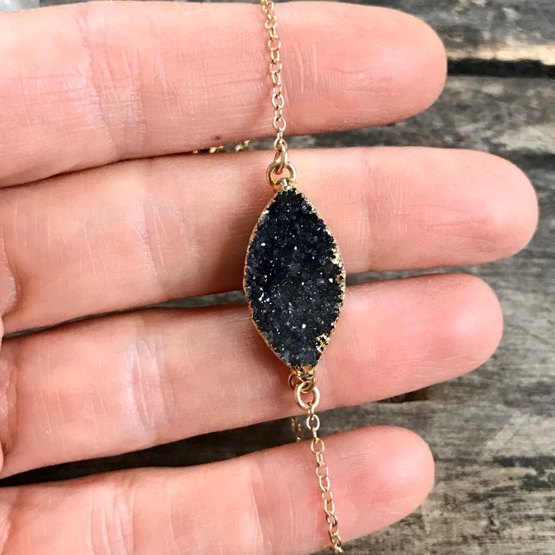 Druzy Bracelet Gold Chain Bracelet Gemstone Bracelet Dainty | Etsy