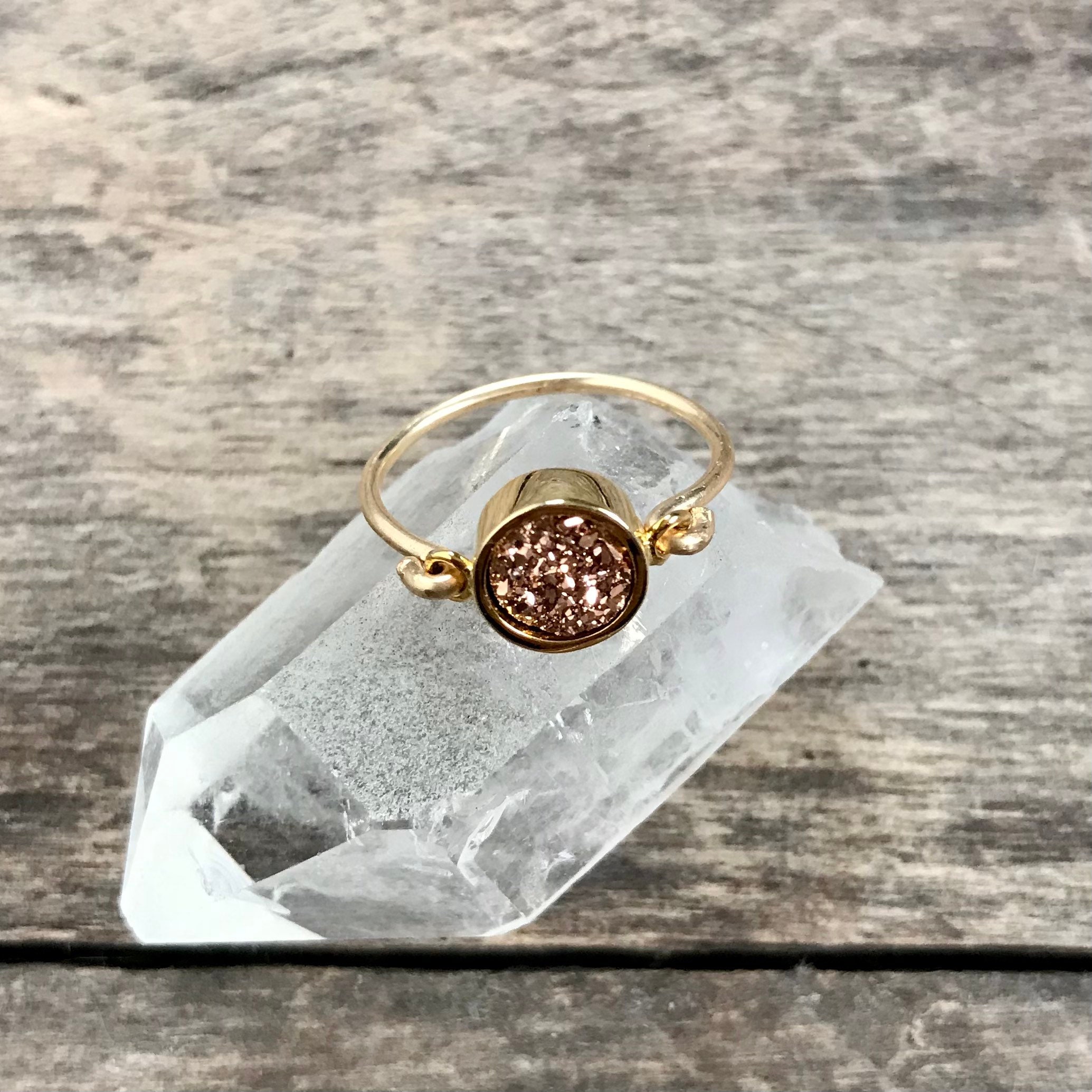 Rose Gold Druzy Ring Druzy Ring Gold Ring Rose Gold Ring | Etsy