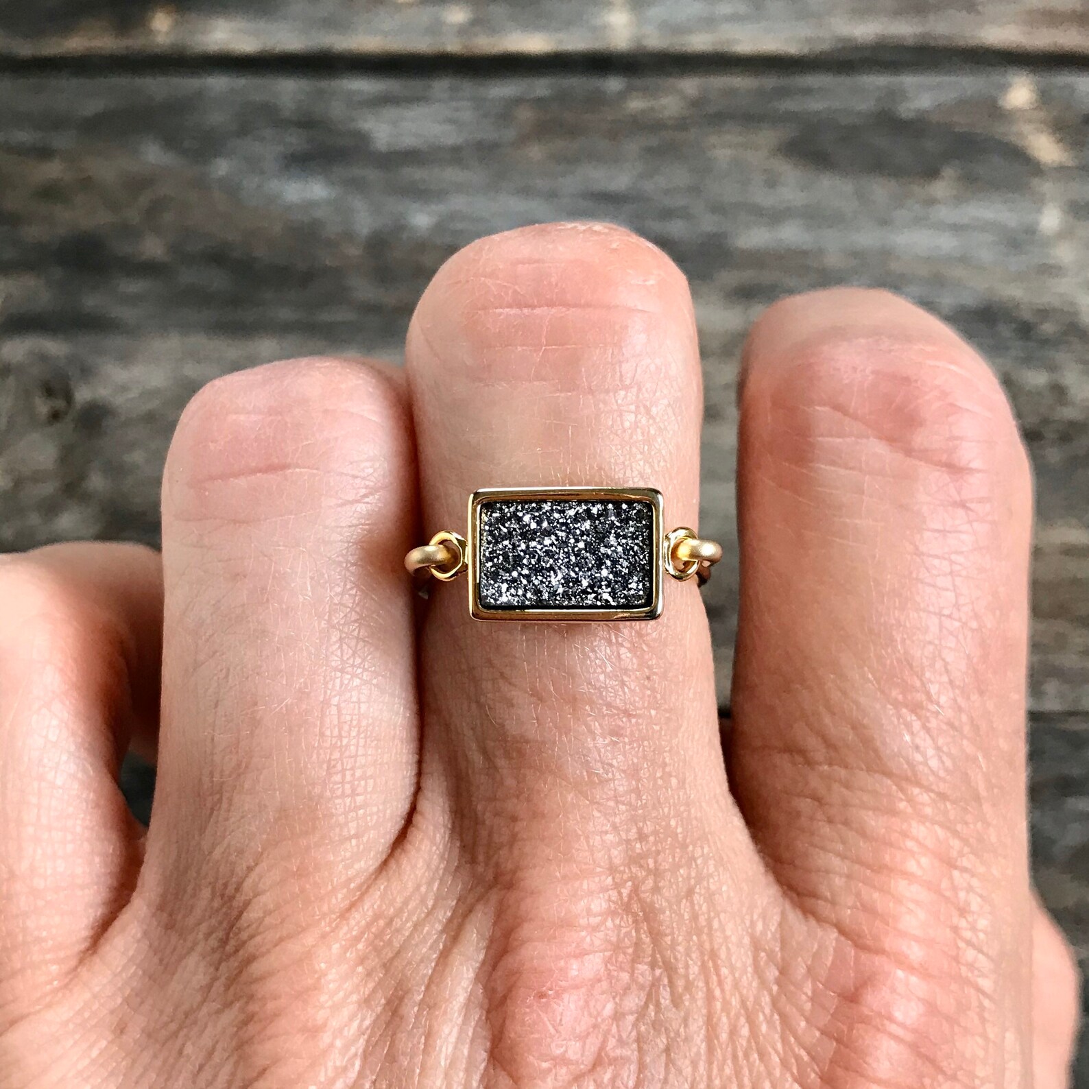 Silver Druzy Ring Titanium Drusy Quartz Gold Ring - Etsy