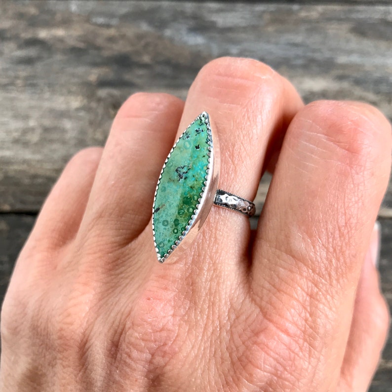 Size 6.5 Turquoise Ring Sterling Silver Ring Gemstone Ring - Etsy