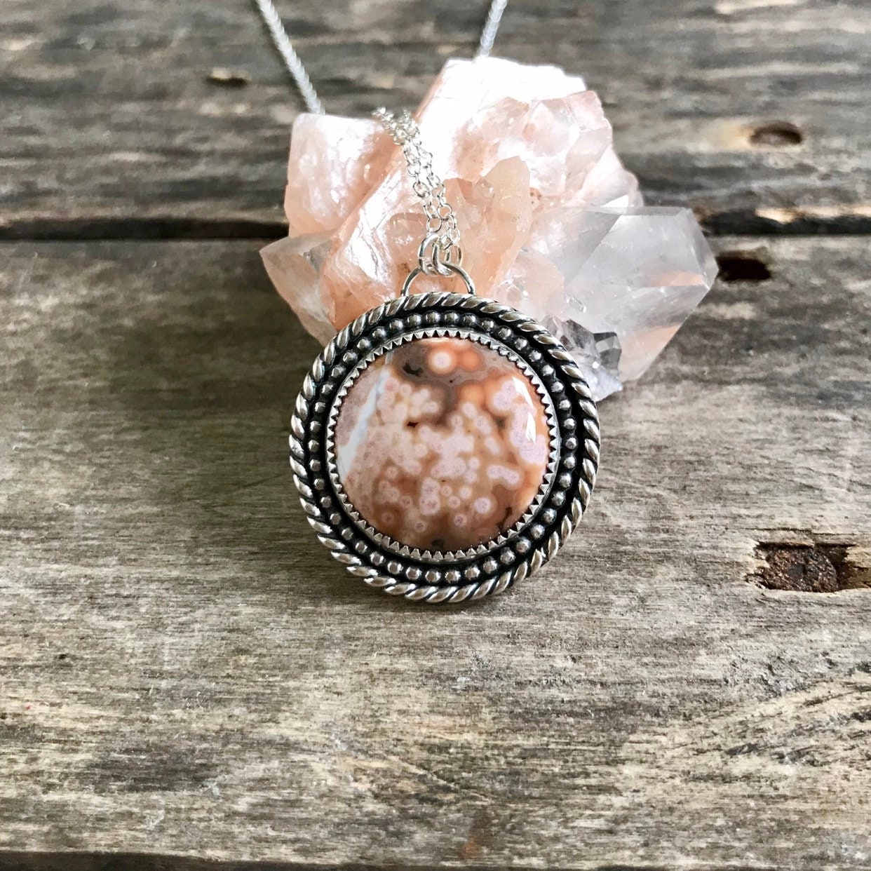 Ocean Jasper Necklace Sterling Silver Necklace Gemstone | Etsy