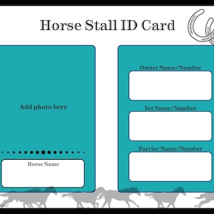 Horse Stall ID and Feeding Schedule Card - Etsy