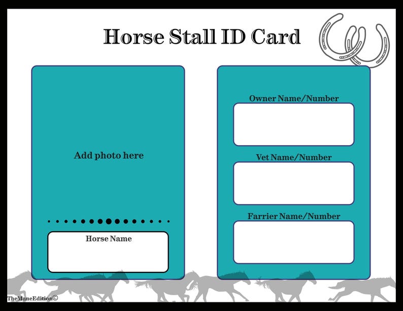 Horse Stall ID and Feeding Schedule Card - Etsy