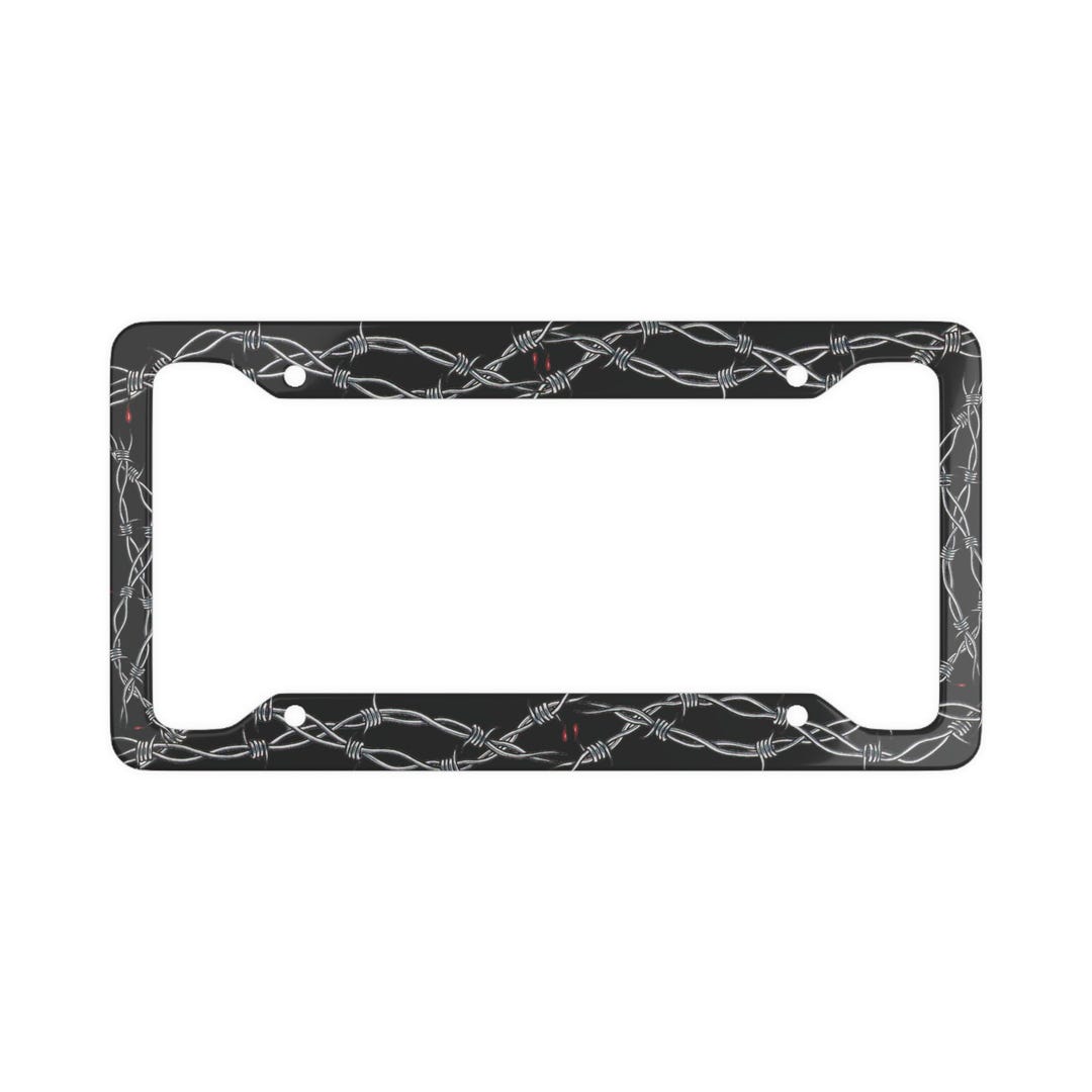 Barbed Wire License Plate Frame: Goth Car Accessory, Aluminum Matte ...
