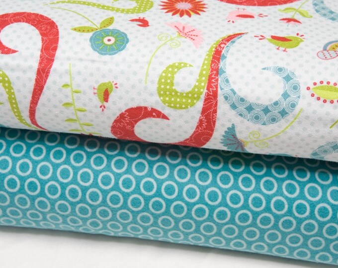 Love Birds in Blue and Turquoise Circles Riley Blake - Etsy