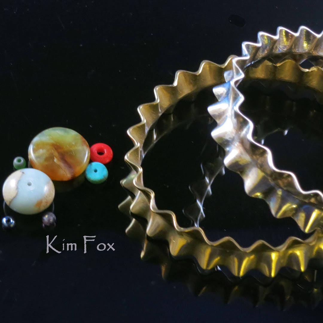 KFB34 9 Inch Wide Ruffle Bangle in Sterling Silver or Bronze - Etsy