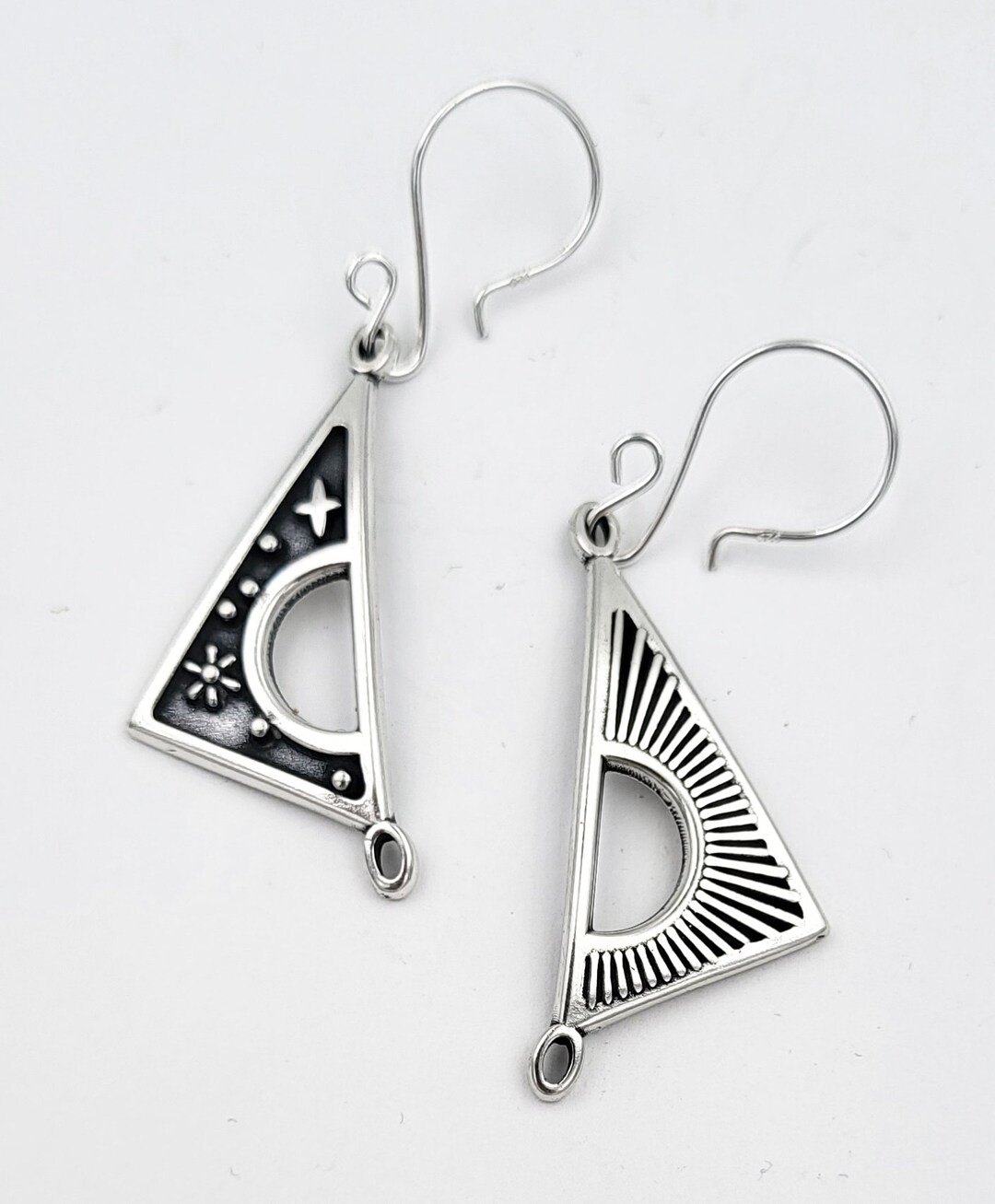 KFE492 Sun, Moon Star Reversable Earrings in Silver and Bronze Designed ...