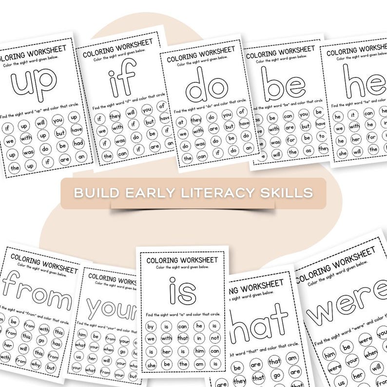 Sight Word Coloring Worksheets, Early Literacy Practice for Kids | Fun ...