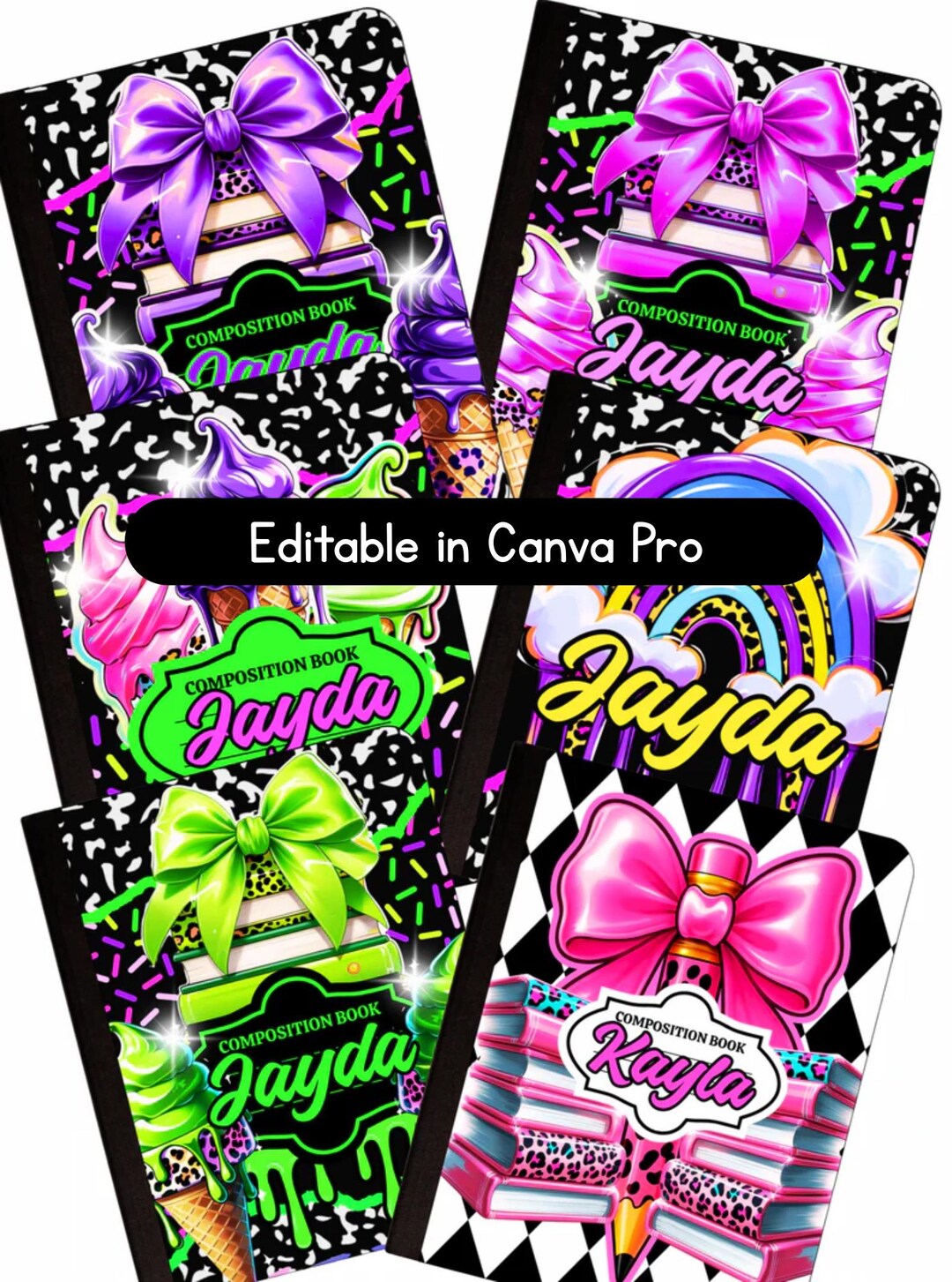 Editable Girl Notebook Cover Templates – Back to School Composition ...