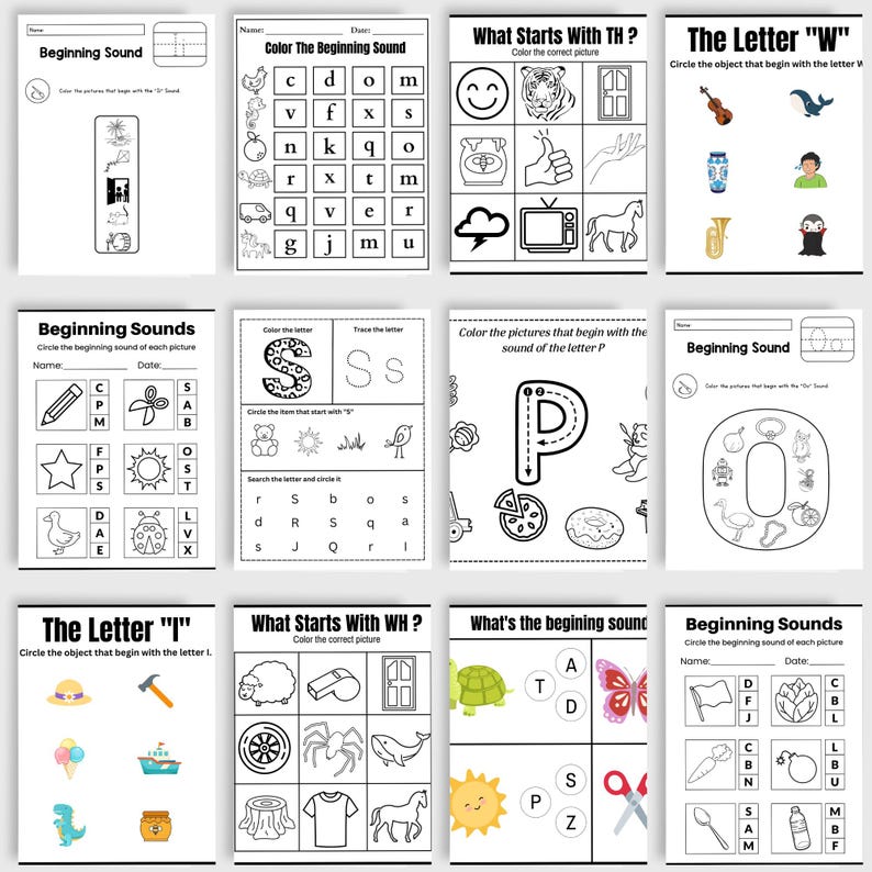 Printable Beginning Sounds Worksheets Bundle, 176 Page A–Z Phonics ...