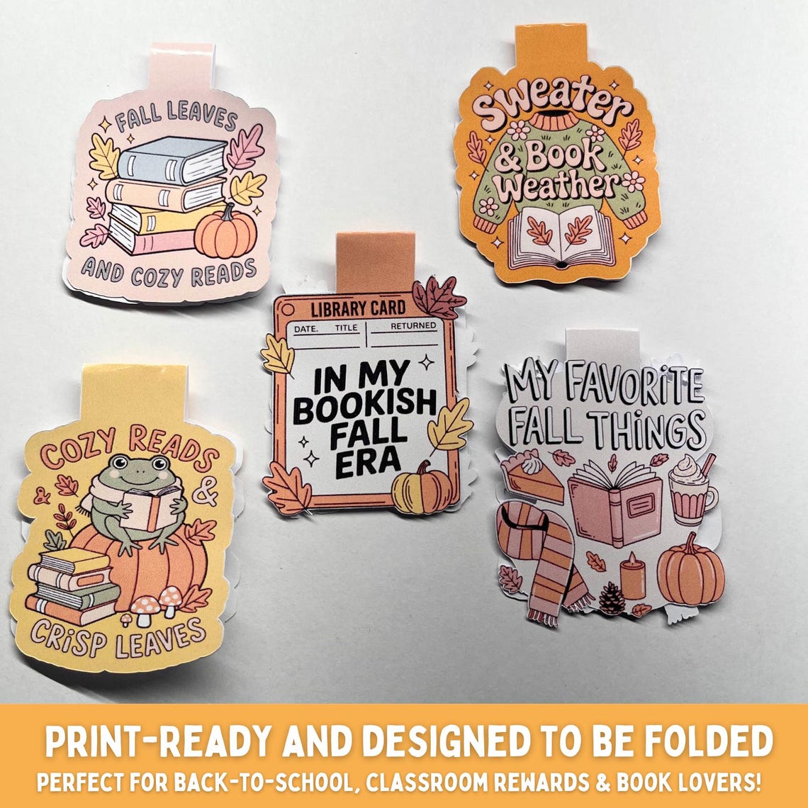 Printable Fall Magnetic Bookmarks: PNG Bundle for Cricut & Silhouette ...