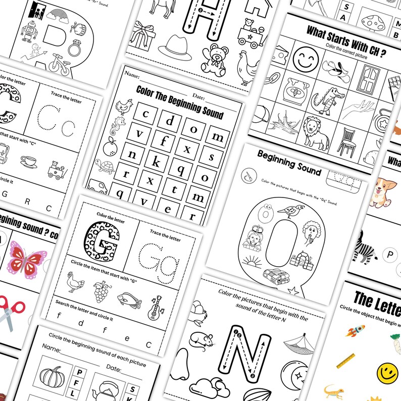 Printable Beginning Sounds Worksheets Bundle, 176 Page A–Z Phonics ...