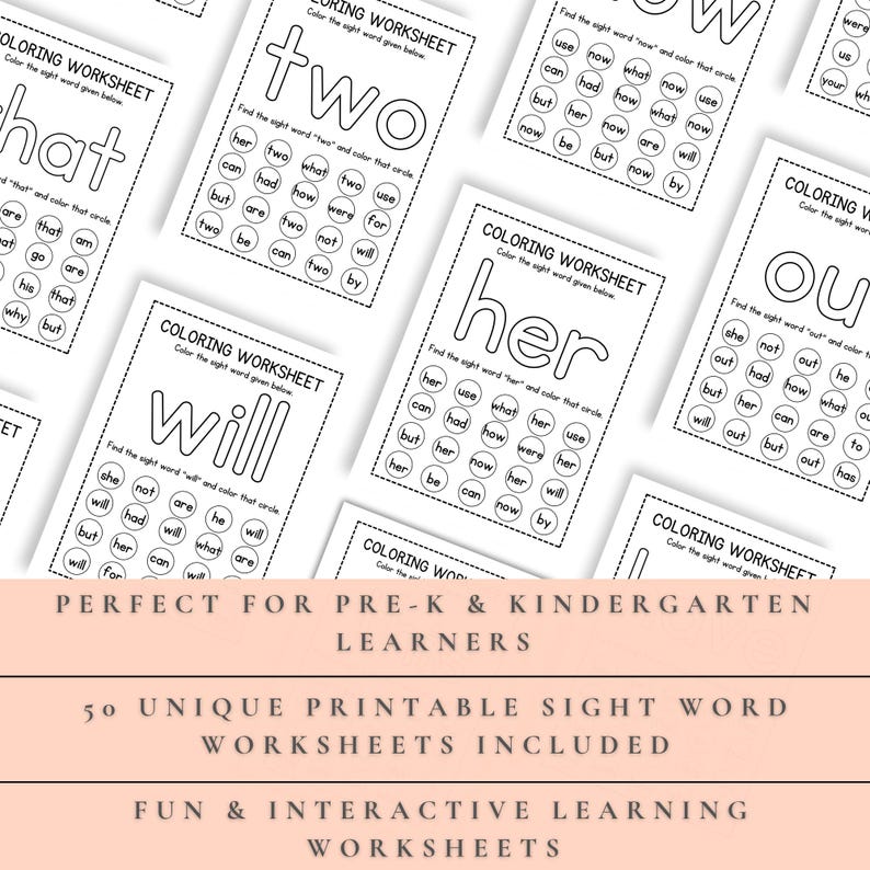 Sight Word Coloring Worksheets, Early Literacy Practice for Kids | Fun ...