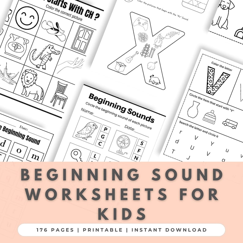 Printable Beginning Sounds Worksheets Bundle, 176 Page A–Z Phonics ...