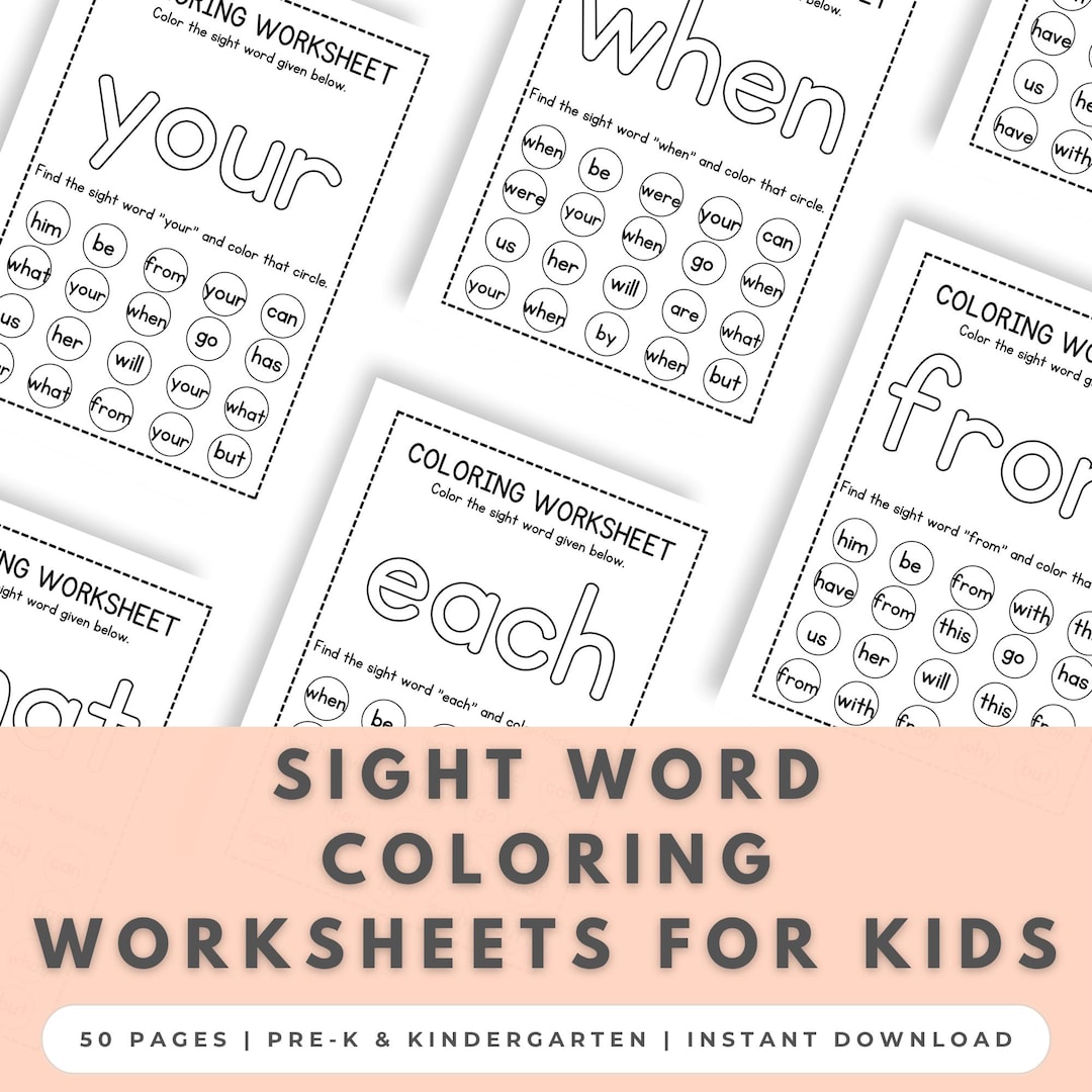 Sight Word Coloring Worksheets, Early Literacy Practice for Kids | Fun ...
