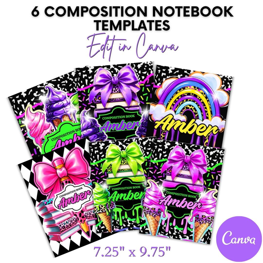 Editable Notebook Covers for Girls: Back to School Canva Templates ...