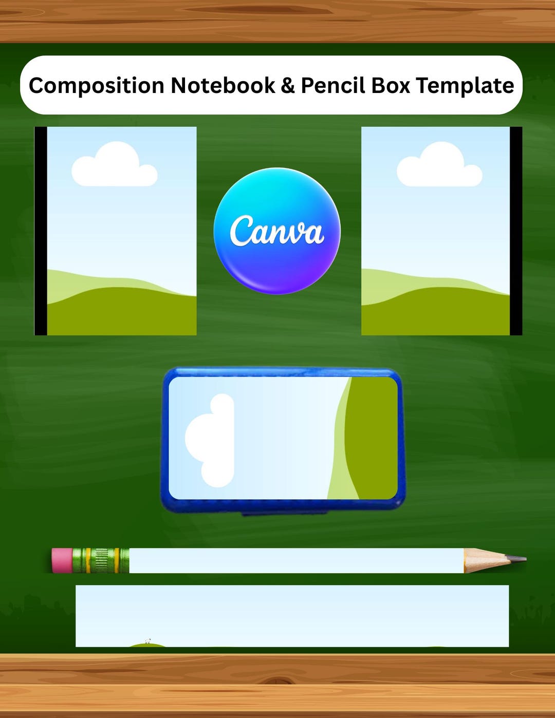 Editable School Supply Template Bundle: Composition Book, Pencil Box ...