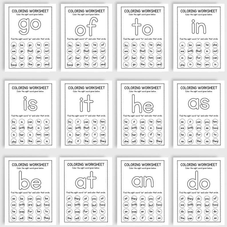 Sight Word Coloring Worksheets, Early Literacy Practice for Kids | Fun ...