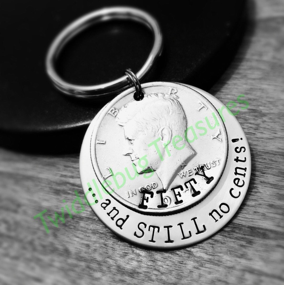 50th Birthday Key Chain - Hand Stamped - Etsy